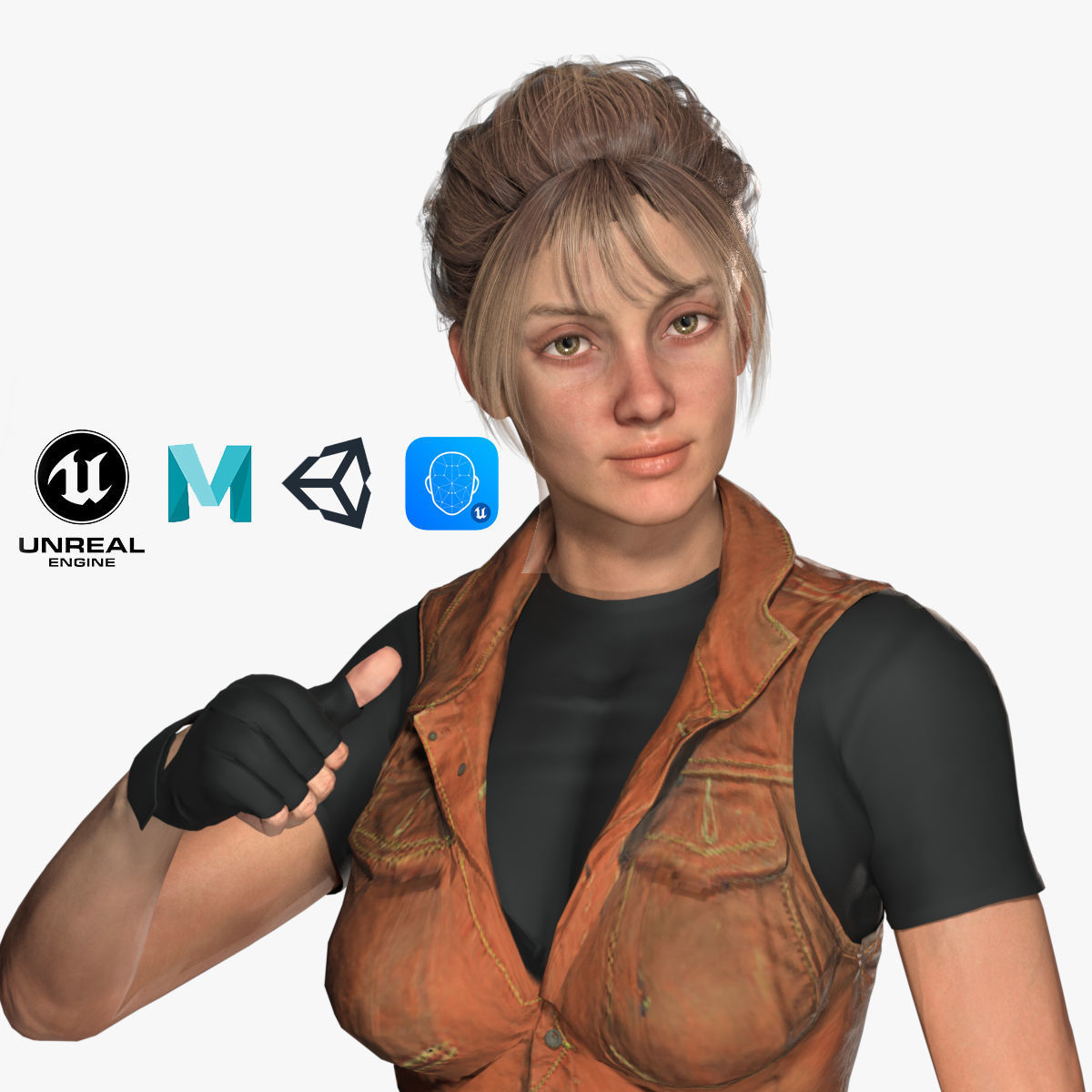 3D model Realistic women modular character female f1 VR / AR / low-poly ...
