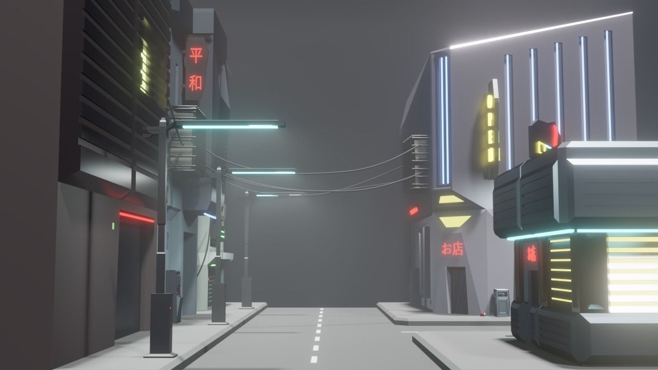 3D model Cyberpunk City Block VR / AR / low-poly | CGTrader