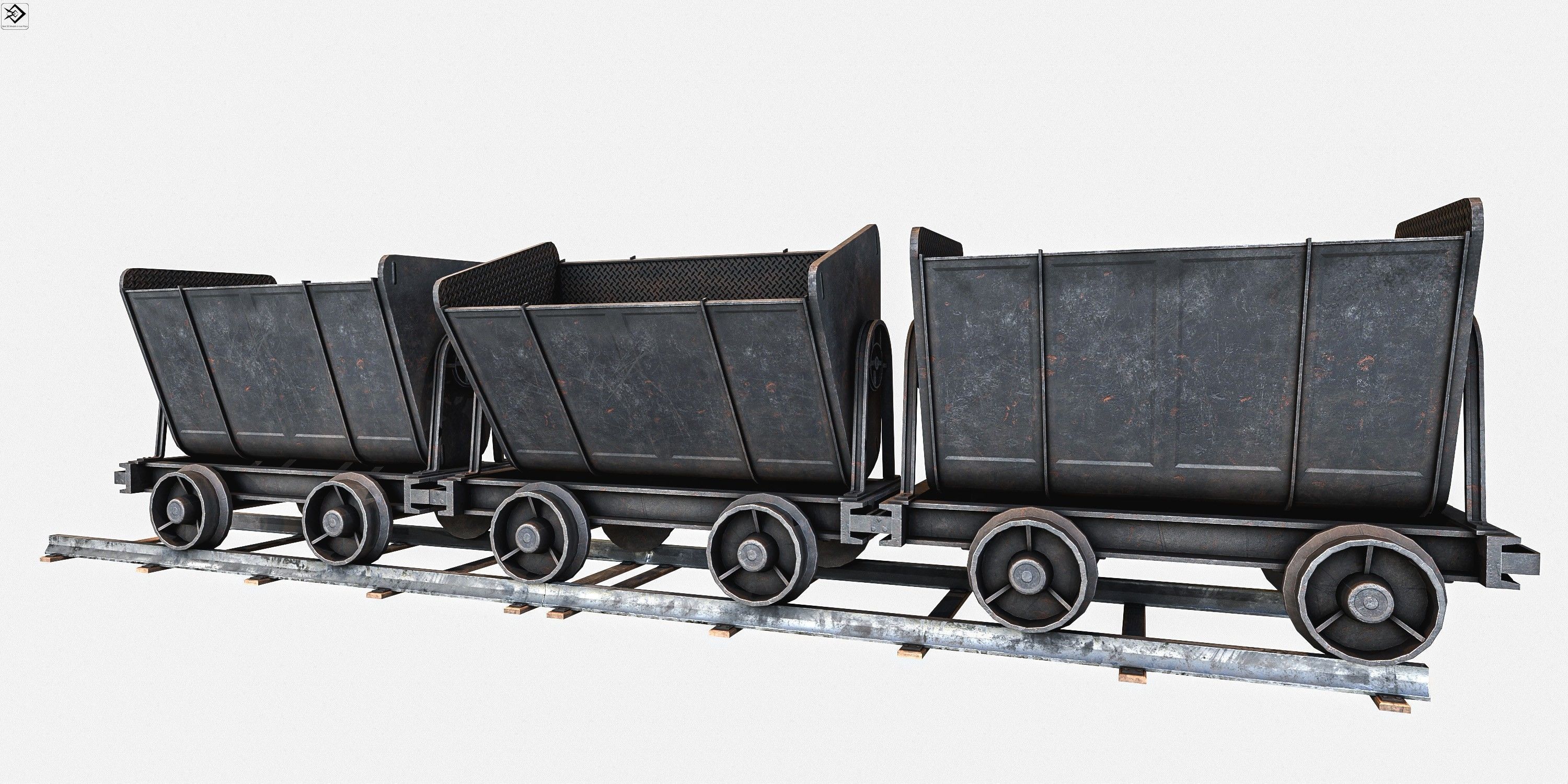 3D model Mine Cart With Track VR / AR / low-poly | CGTrader