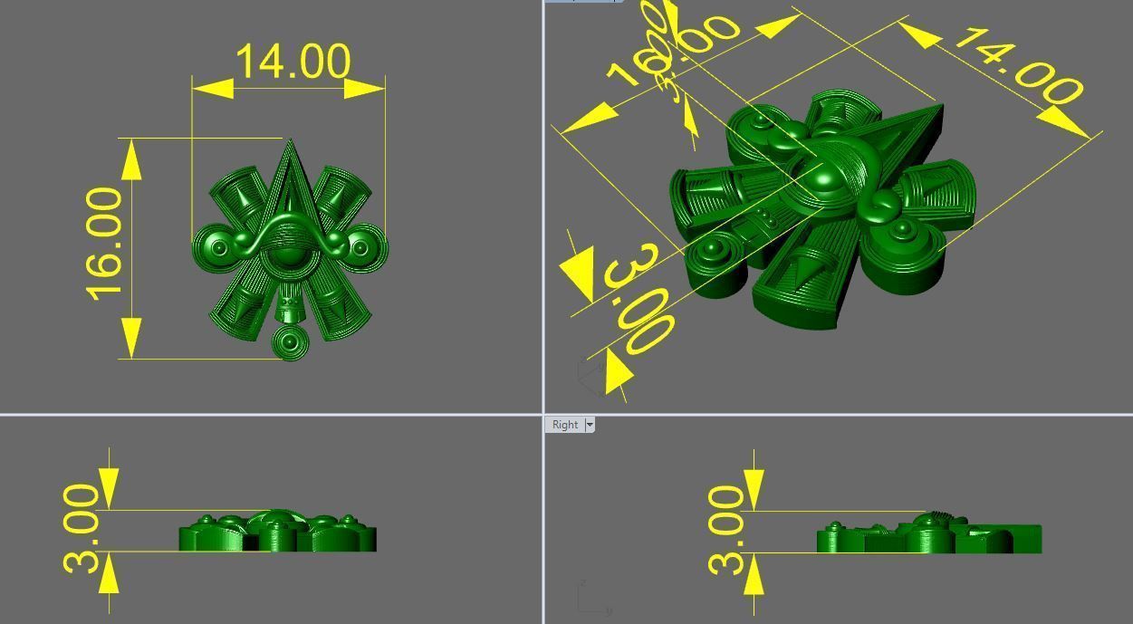 NAHUI OLLIN AZTEC SYMBOL 3D model 3D printable | CGTrader