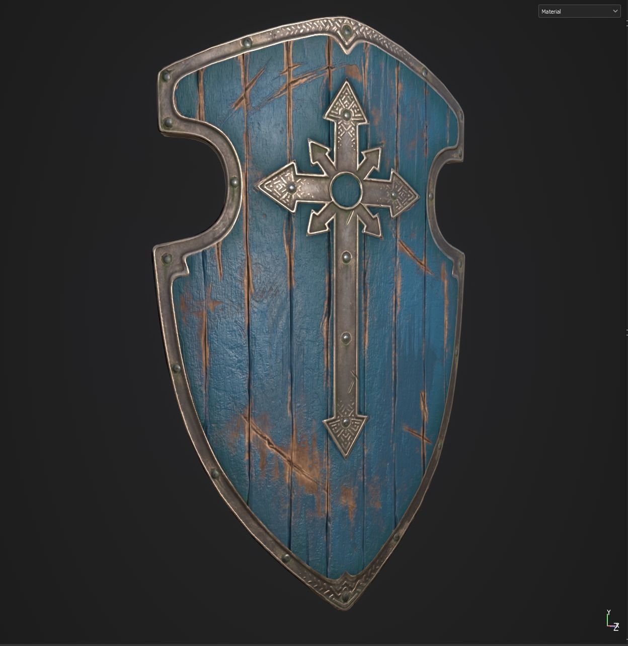3D model Old Wooden Shield with Substance source VR / AR / low-poly ...