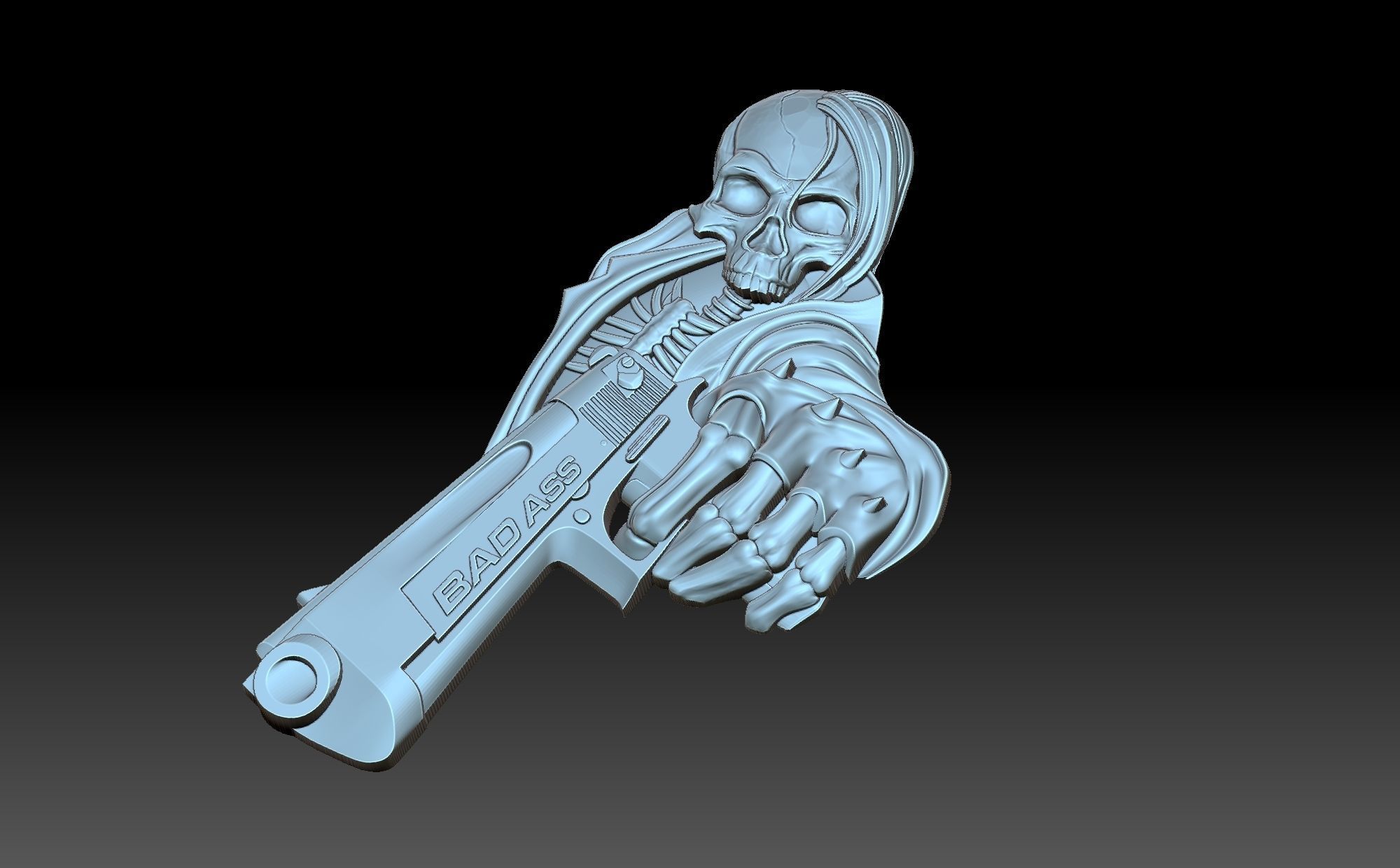 A skeleton with a gun 3D model 3D printable | CGTrader