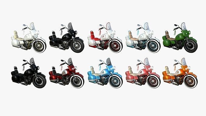 10 Motorcycle Cartoon B Collection - Custom Vehicle Design | CGTrader
