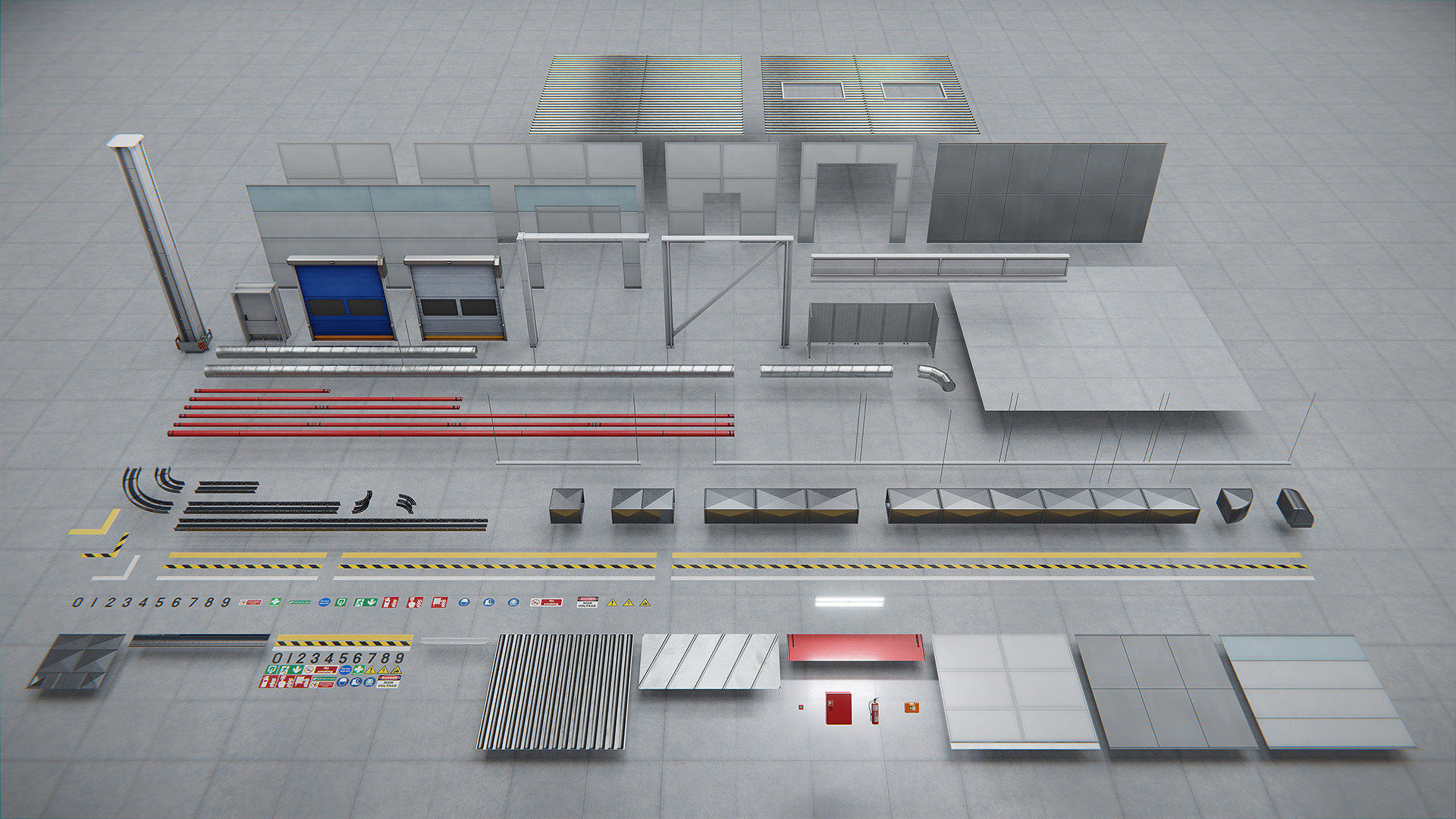 3D model Factory Interior - Modular Pack VR / AR / low-poly | CGTrader