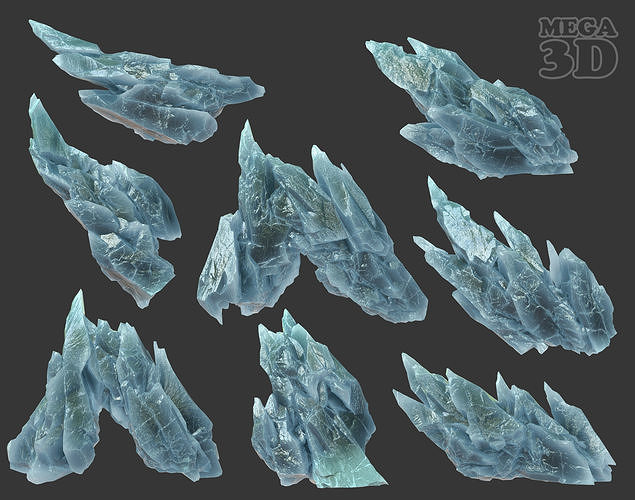 3D model Scifi Spiky Ice 220611 - Ultra HD 16K Textures VR / AR / low ...
