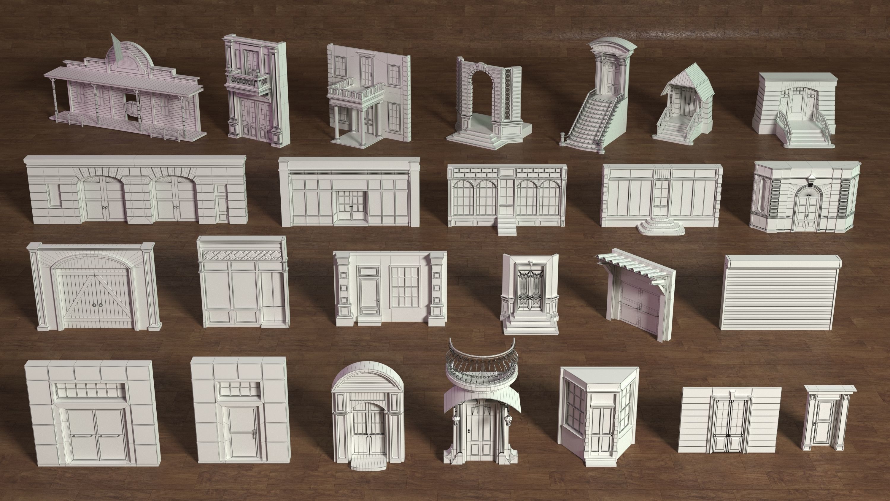 Building Facade Collection 1 - 25 pieces 3D model | CGTrader