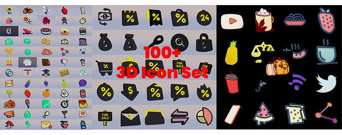 100 types of 3d icon in 3 Dimensions 3D model | CGTrader