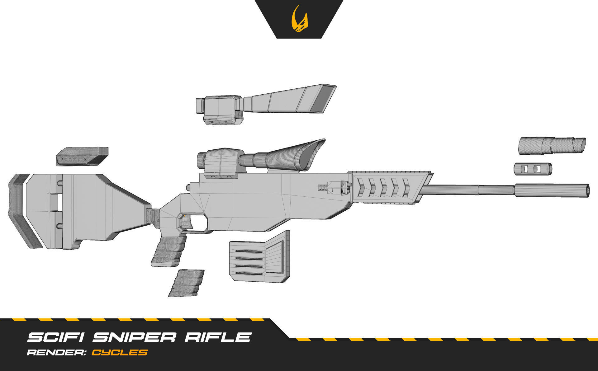 3D model SciFi Futuristic Sniper Rifle -Scifi Weapons 001 VR / AR / low ...