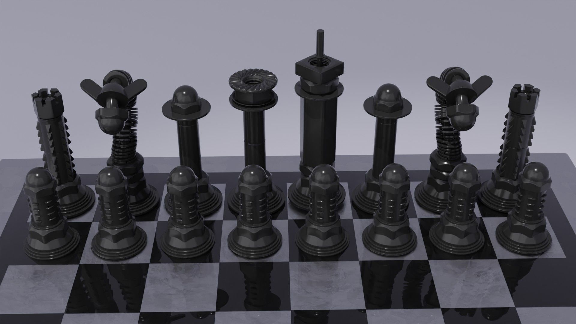 3D model Chess stylized set pieces and board 01 VR / AR / low-poly ...