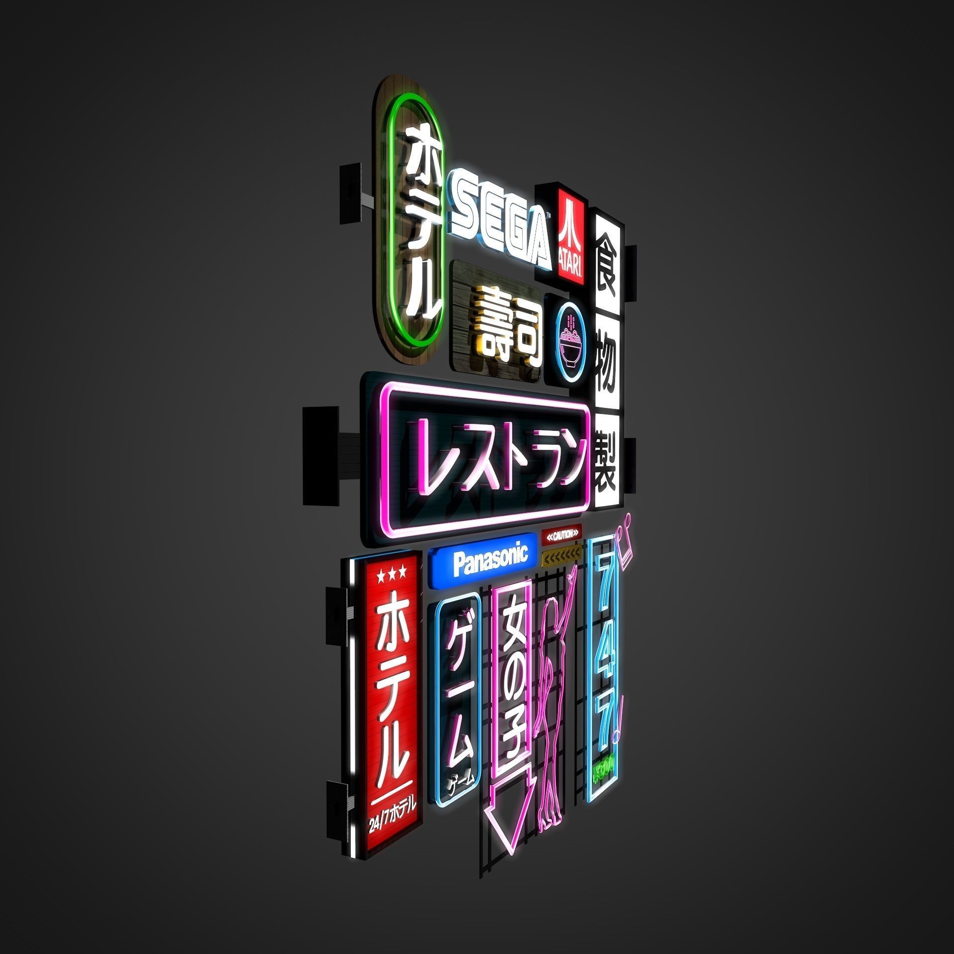 3D model 14 Sci-Fi Neon Signs Cyberpunk Collection Pack Vol 1 VR / AR ...