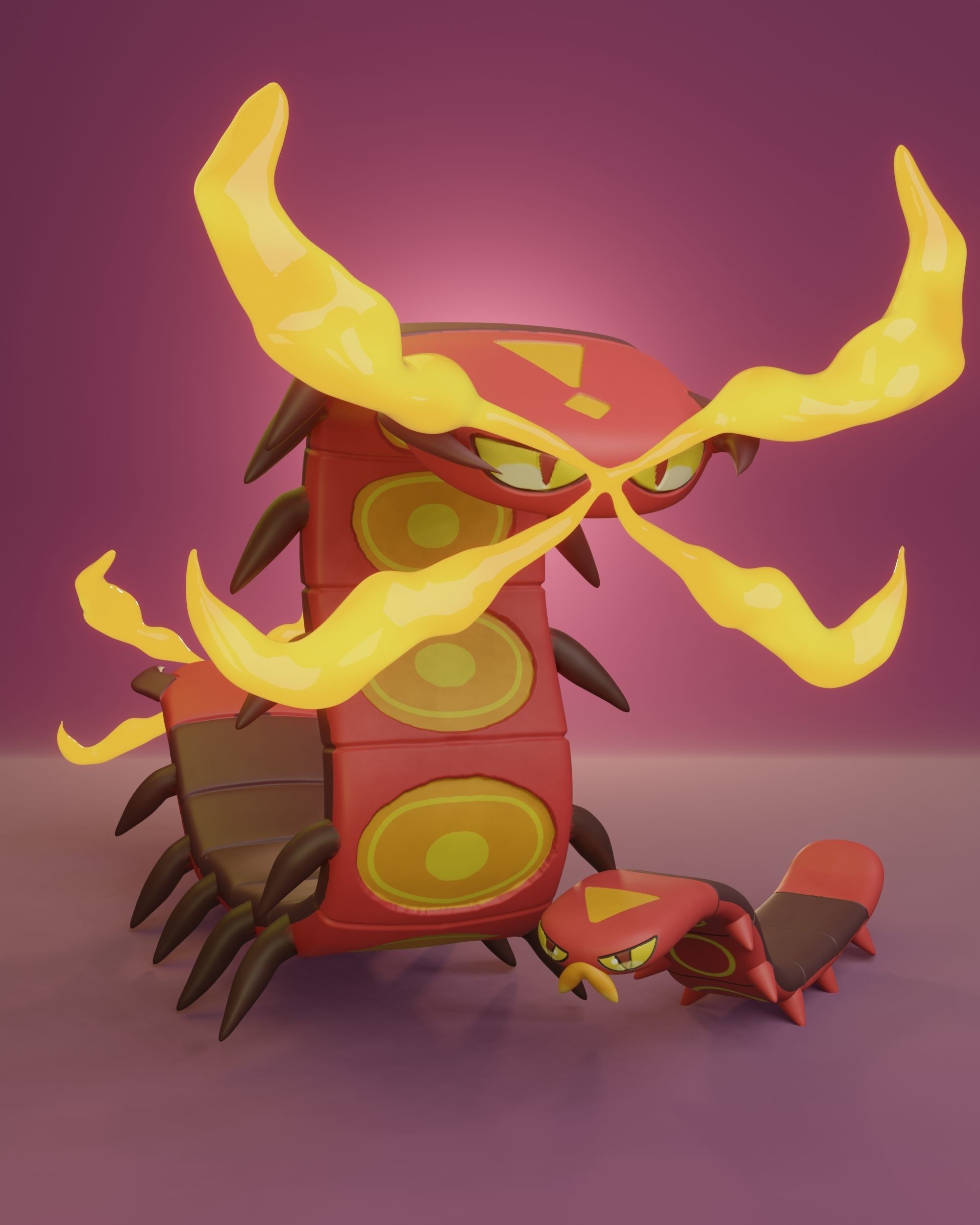 Pokemon - Sizzlipede and Centiskorch 3D model 3D printable | CGTrader