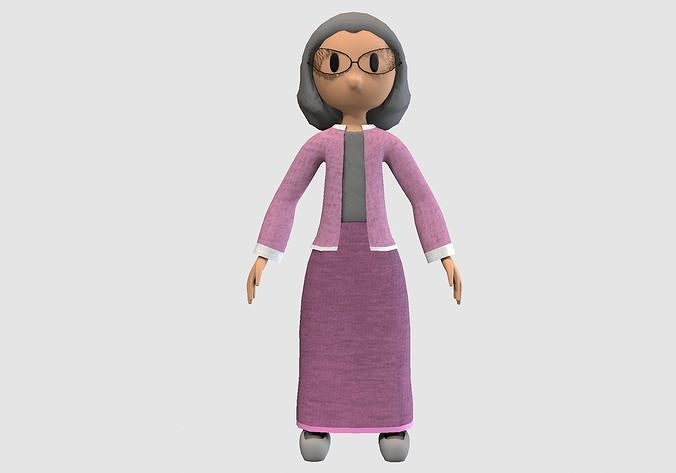 cute cartoon grandmother 3D model | CGTrader