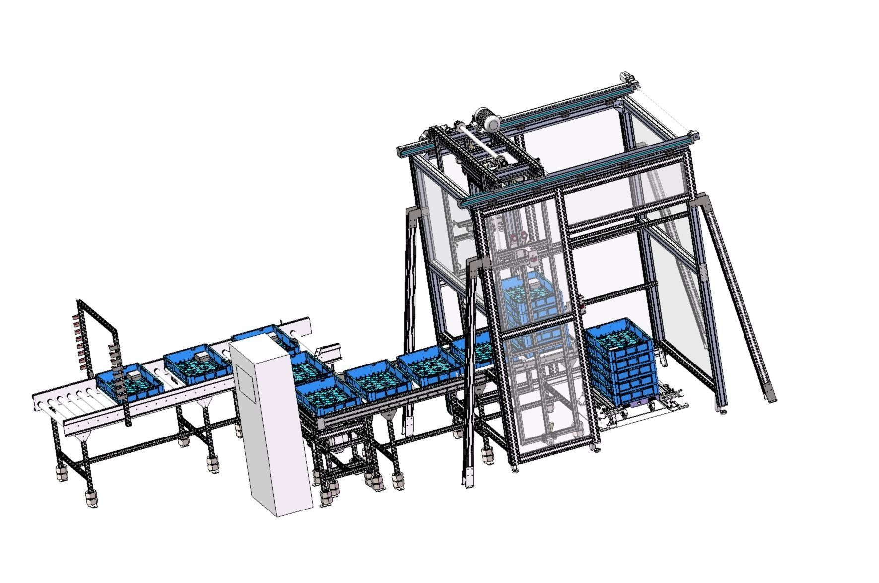 Plastic box stacking conveyor 3D model | CGTrader