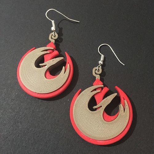Rebel Phoenix Earrings 3D model 3D printable | CGTrader