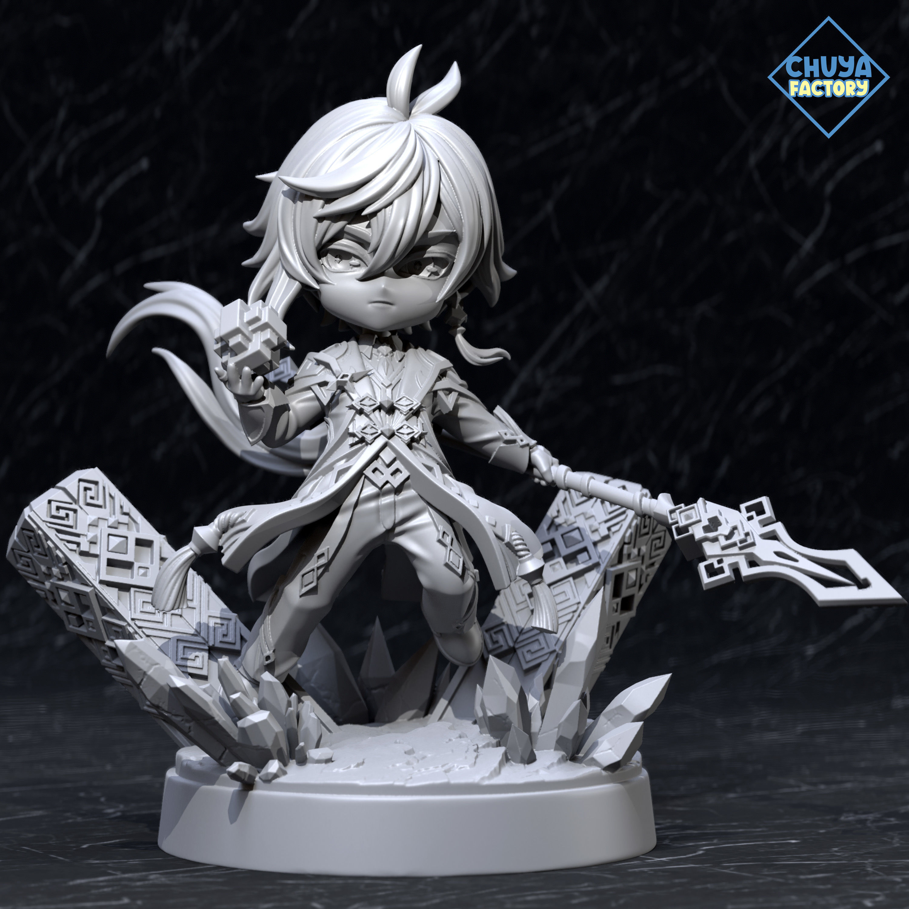 Zhongli figurine of character holding sword 3D model 3D printable ...