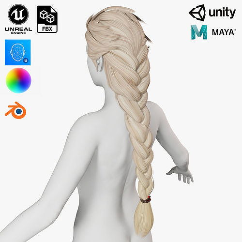 3D model Realtime hair princess braid Long VR / AR / low-poly | CGTrader