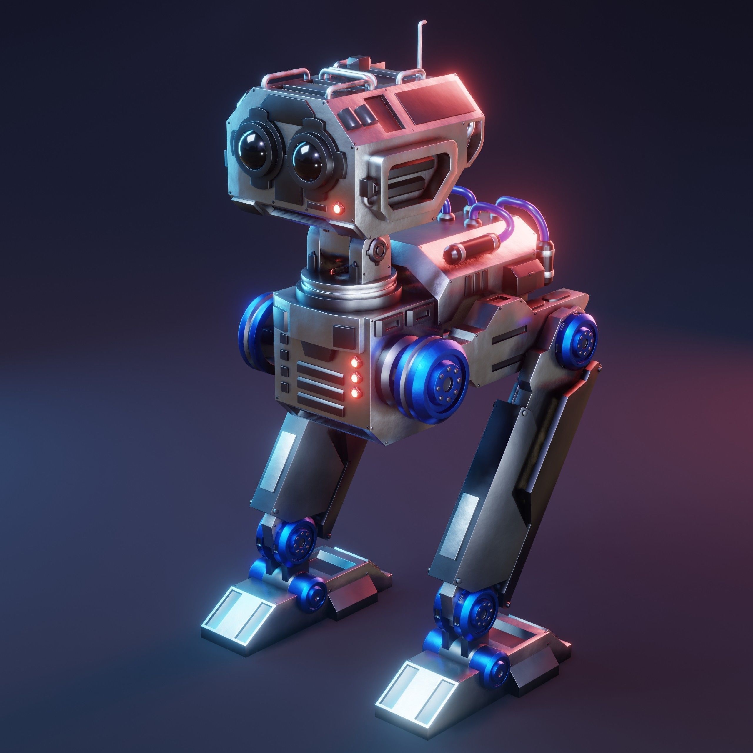 Sci-Fi Mech Robot - Rigged - Blender Eevee 3D model animated rigged ...
