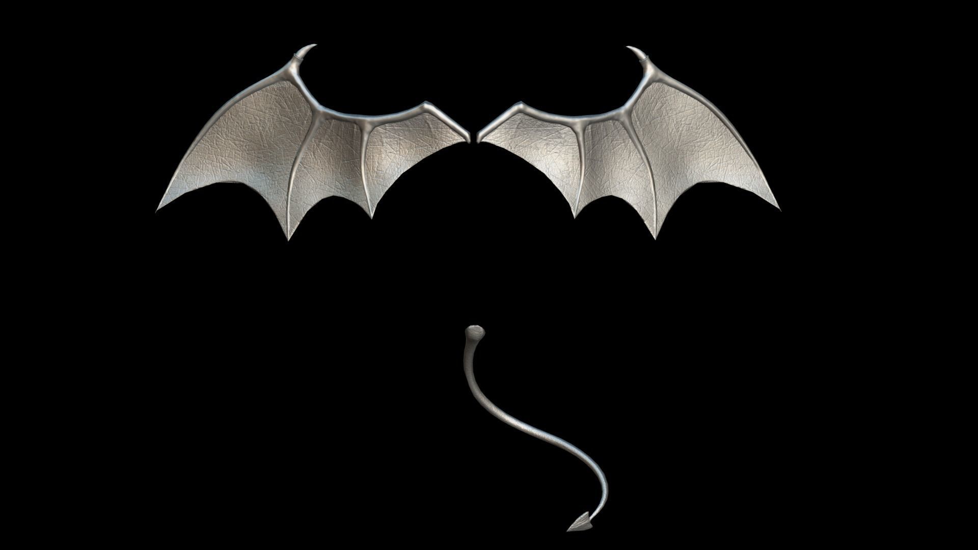 3D model Demon Cyber Wings and Tail Low-Poly VR / AR / low-poly | CGTrader