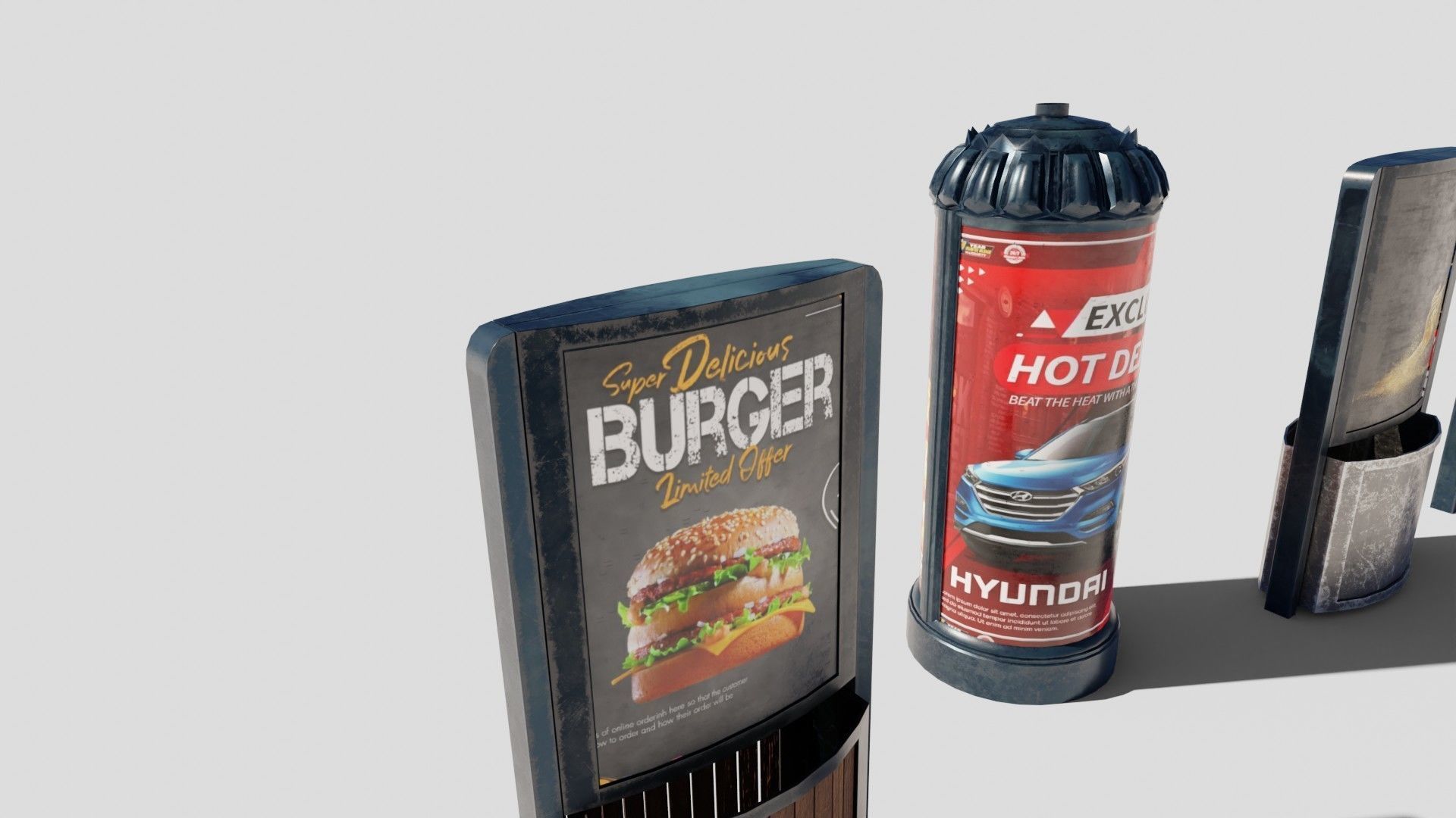 3D model a collection of road side advertisement boards with 4k ...