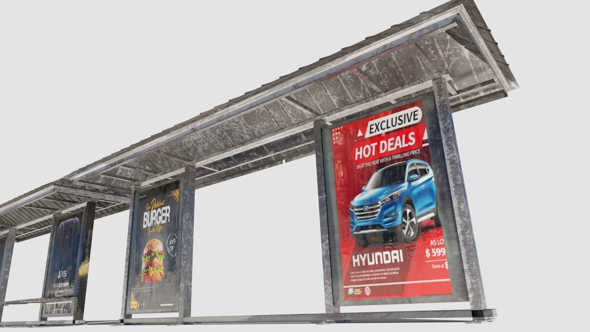 3D model a collection of road side advertisement boards with 4k ...