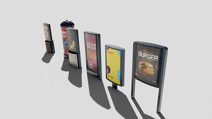 3D model road side advertisements with 4k pbr textures VR / AR / low ...