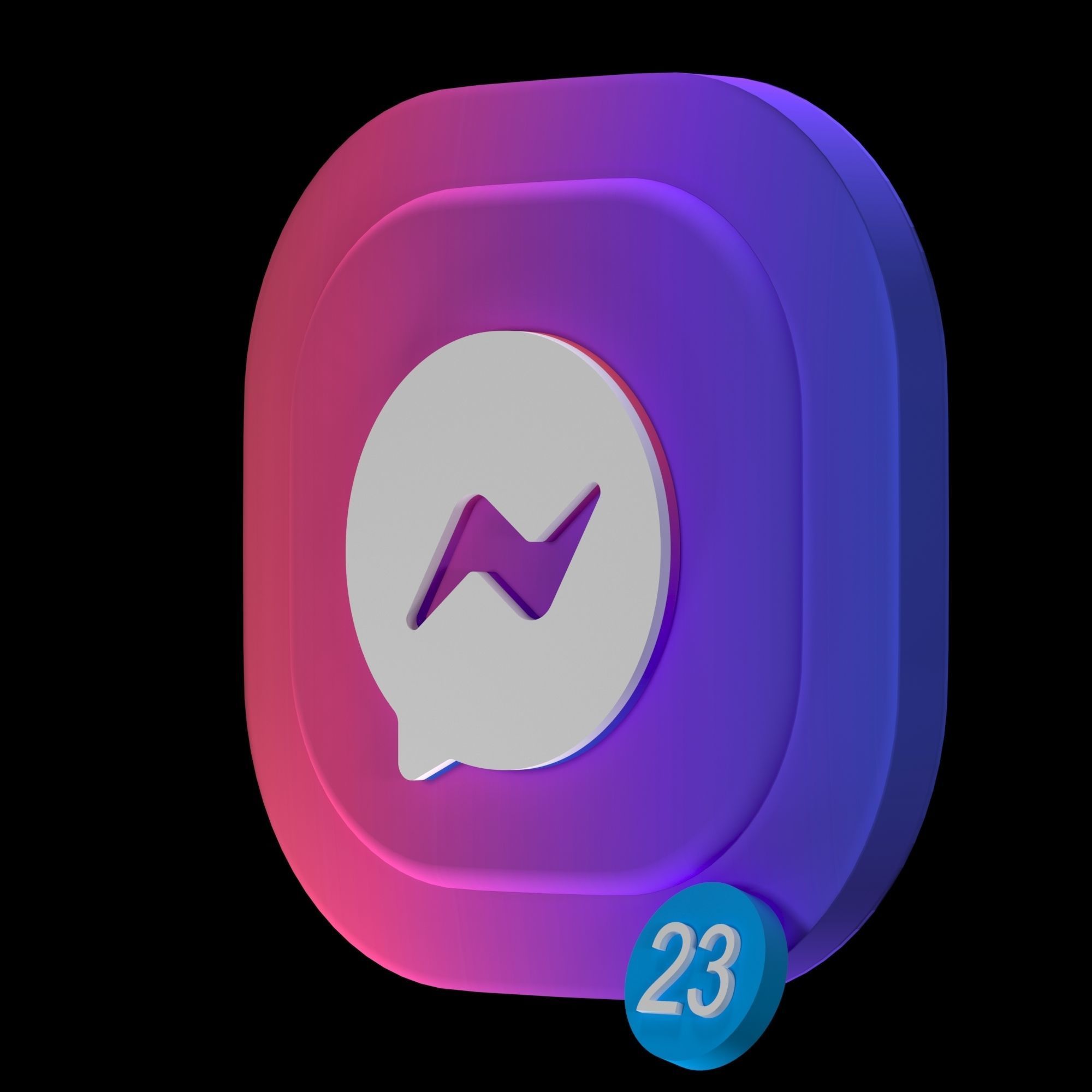 3D model Messenger logo Icon Low-poly 3D model VR / AR / low-poly ...