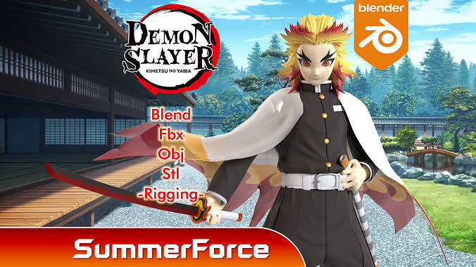 Kyojuro Rengoku - Demon Slayer 3D model rigged | CGTrader
