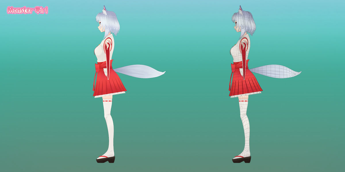 Monster Girl Inari 3D model rigged | CGTrader