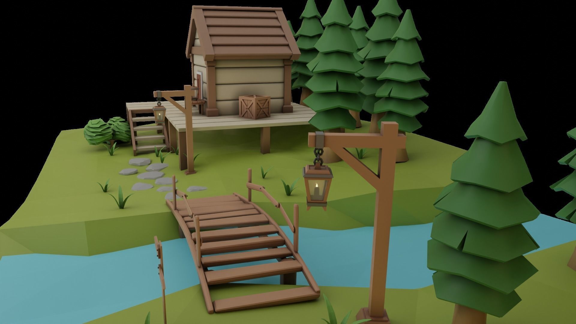 Low poly House in forest free VR / AR / low-poly 3D model | CGTrader