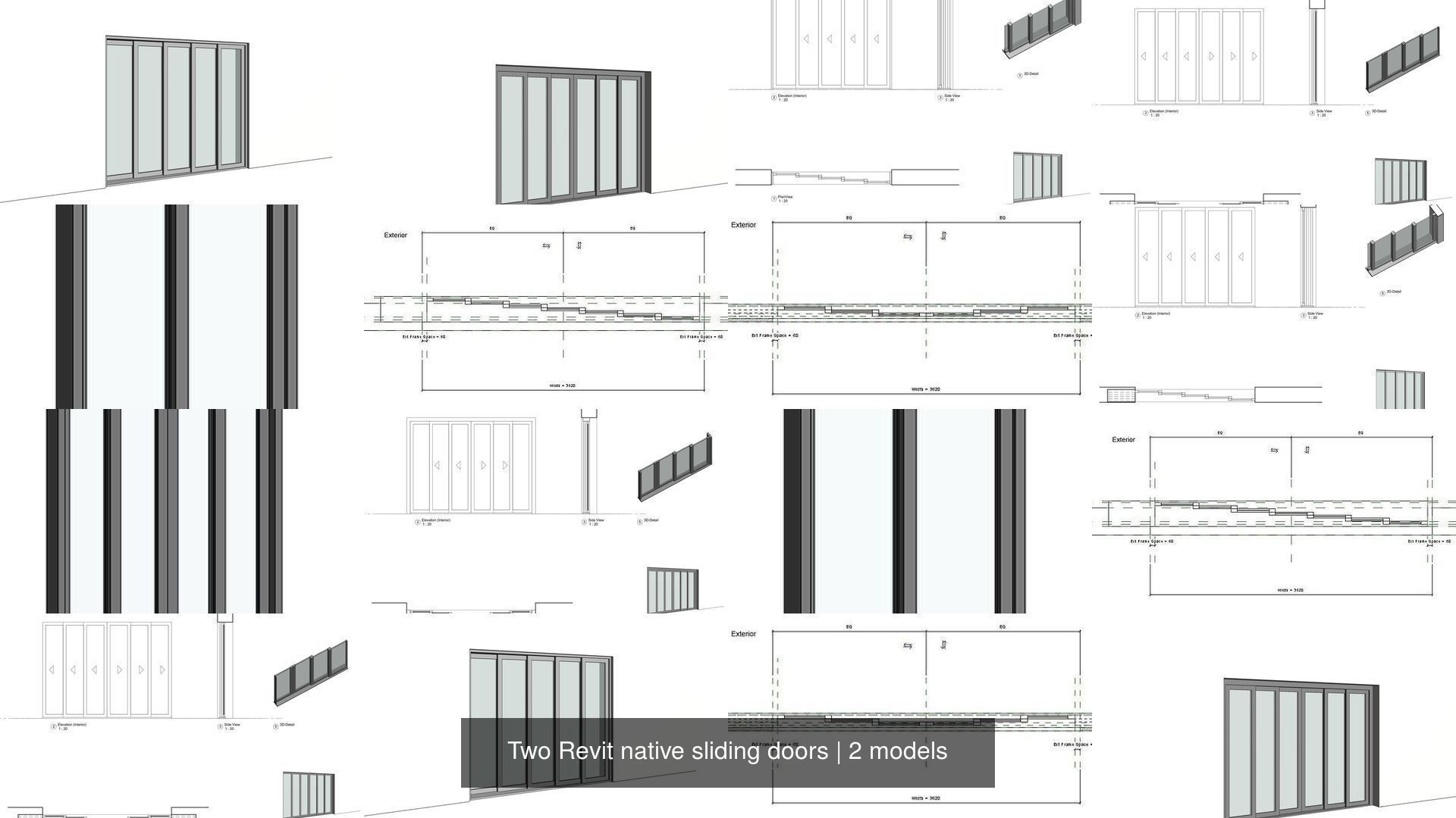 Two Revit native sliding doors 3D Model Collection | CGTrader