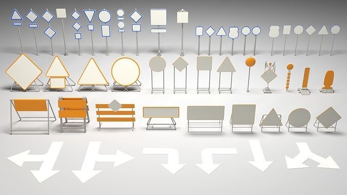 Road Signs - 51 pieces 3D model | CGTrader