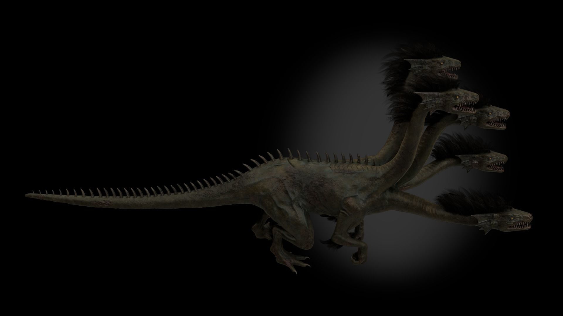 3D model Hydra group of dinosaurs with long tails VR / AR / low-poly ...