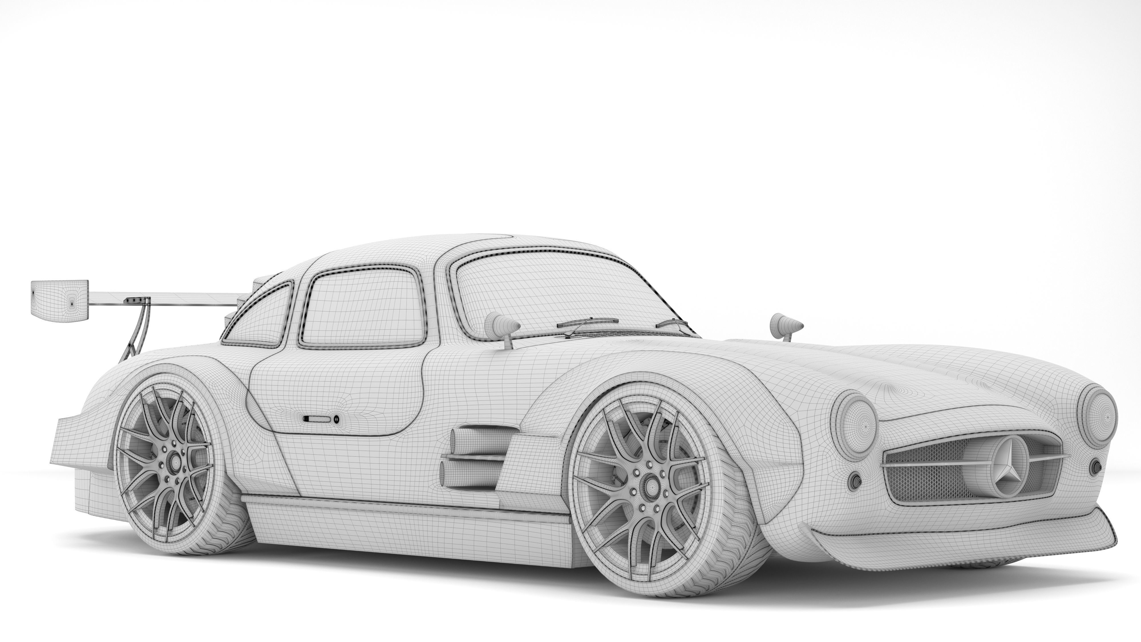 mercedes benz sl 300 gullwing widebody 3D model | CGTrader