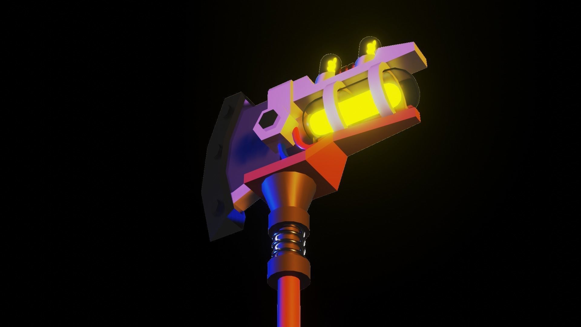 3D model Game Ready Low Poly Axe with glowing lights VR / AR / low-poly ...