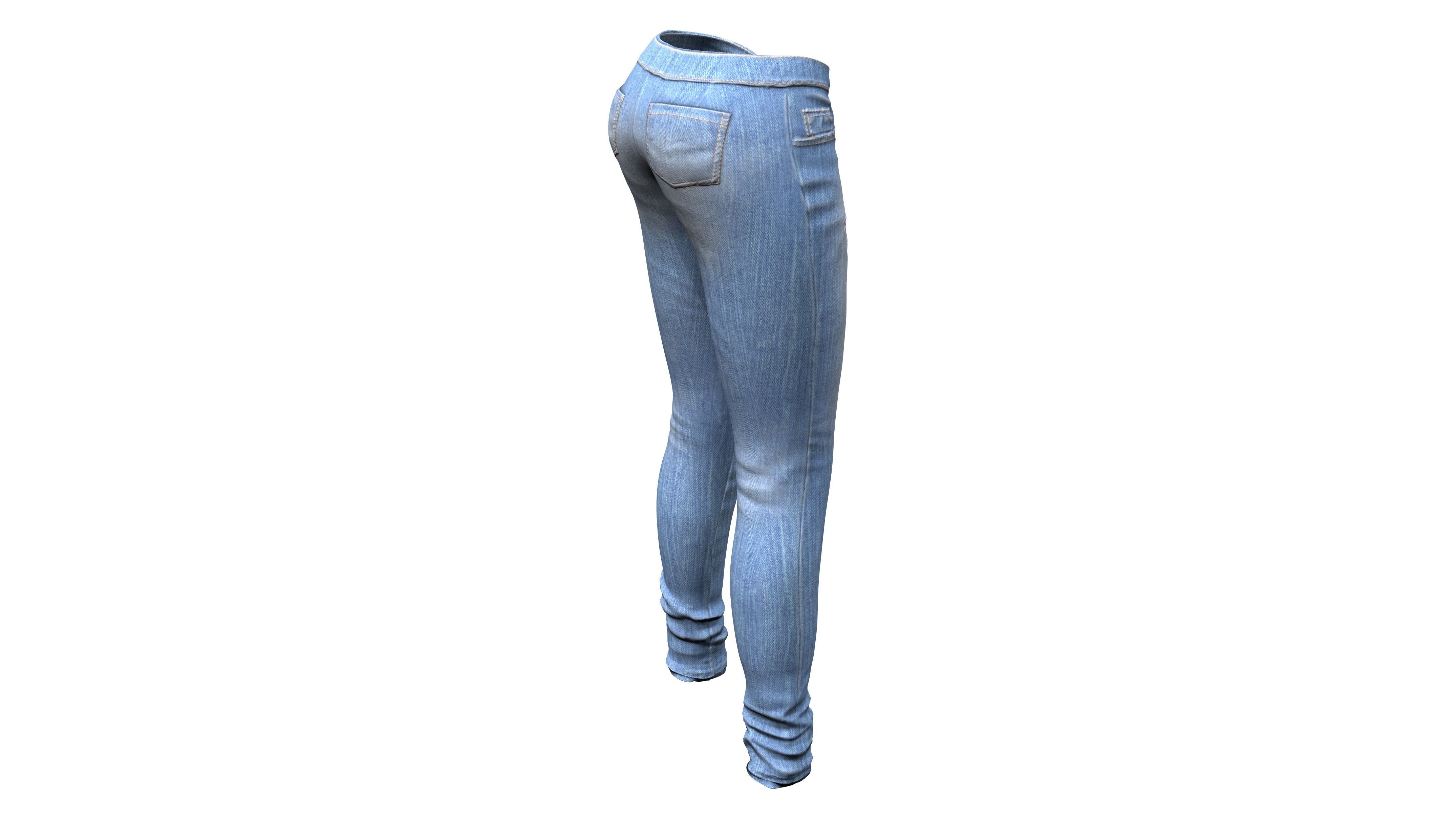 3D model Unbuttoned Torn Denim Jeans Pants VR / AR / low-poly | CGTrader