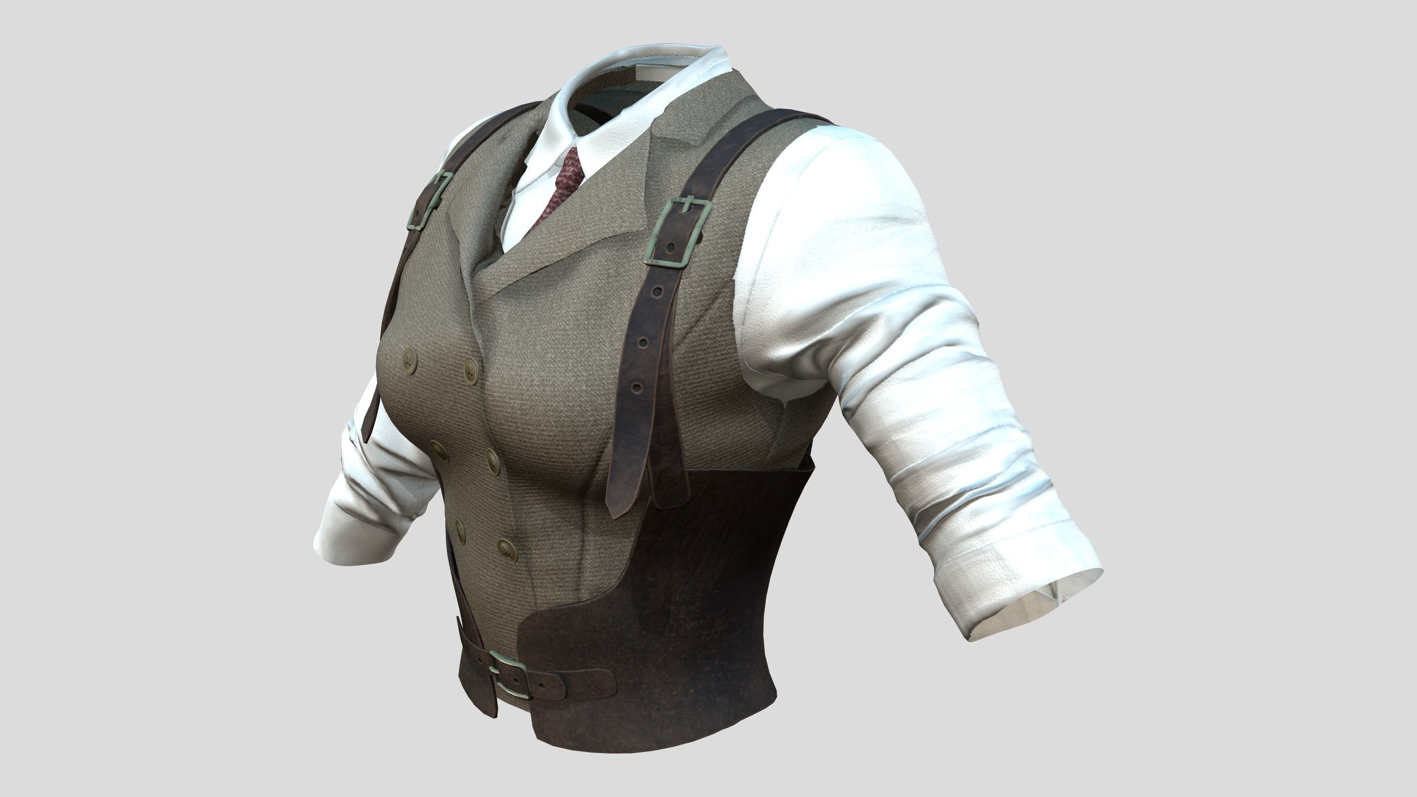 3D model German Officer Expeditor Archaeologist Explorer Vest Shirt Tie ...