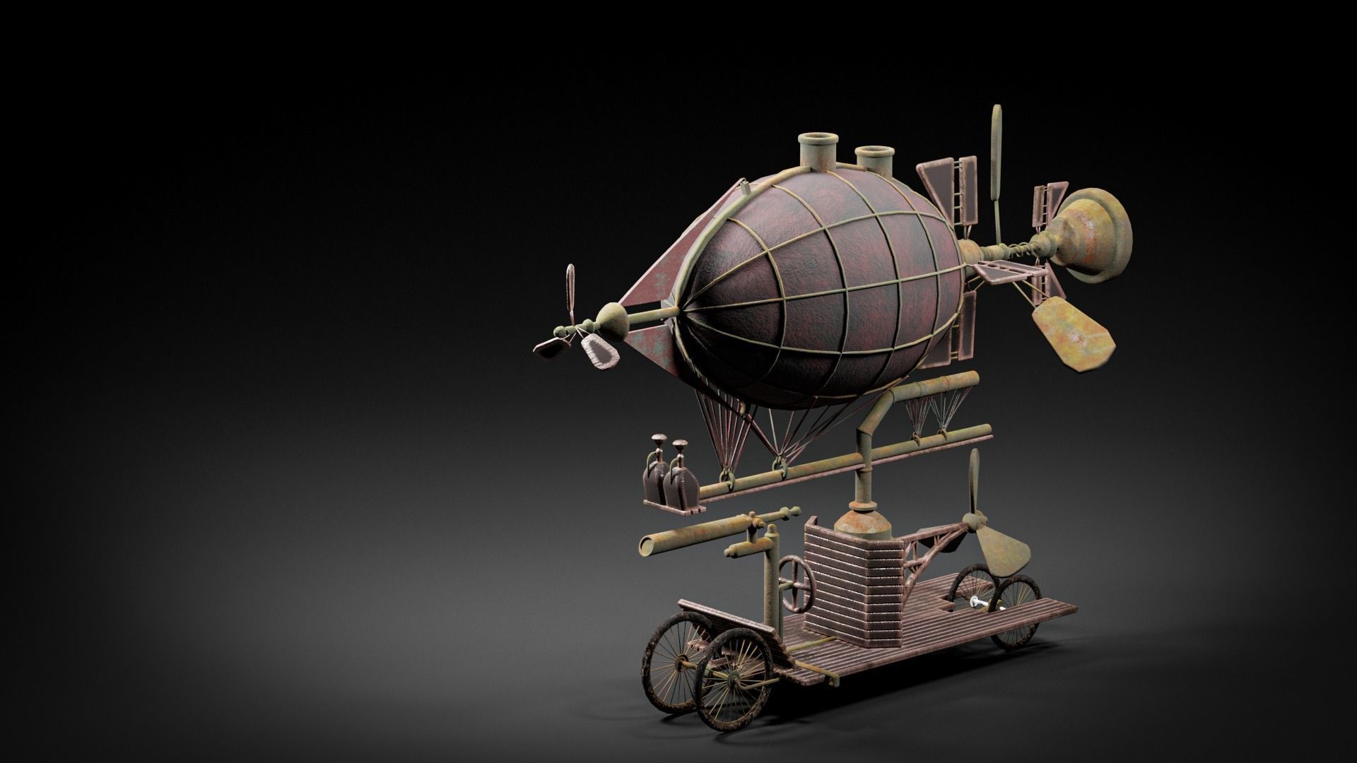 3D model Fantasy Steampunk Flying Machine VR / AR / low-poly | CGTrader