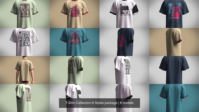 T-Shirt Collection-6 Styles package | CGTrader
