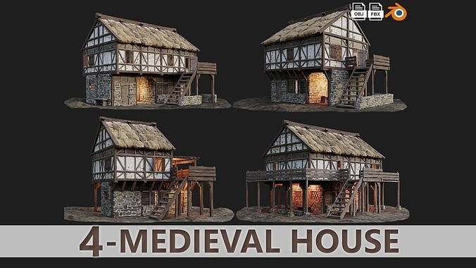 3D model Medieval Old House PBR 4K GameReady Pack 13 to 16 VR / AR ...