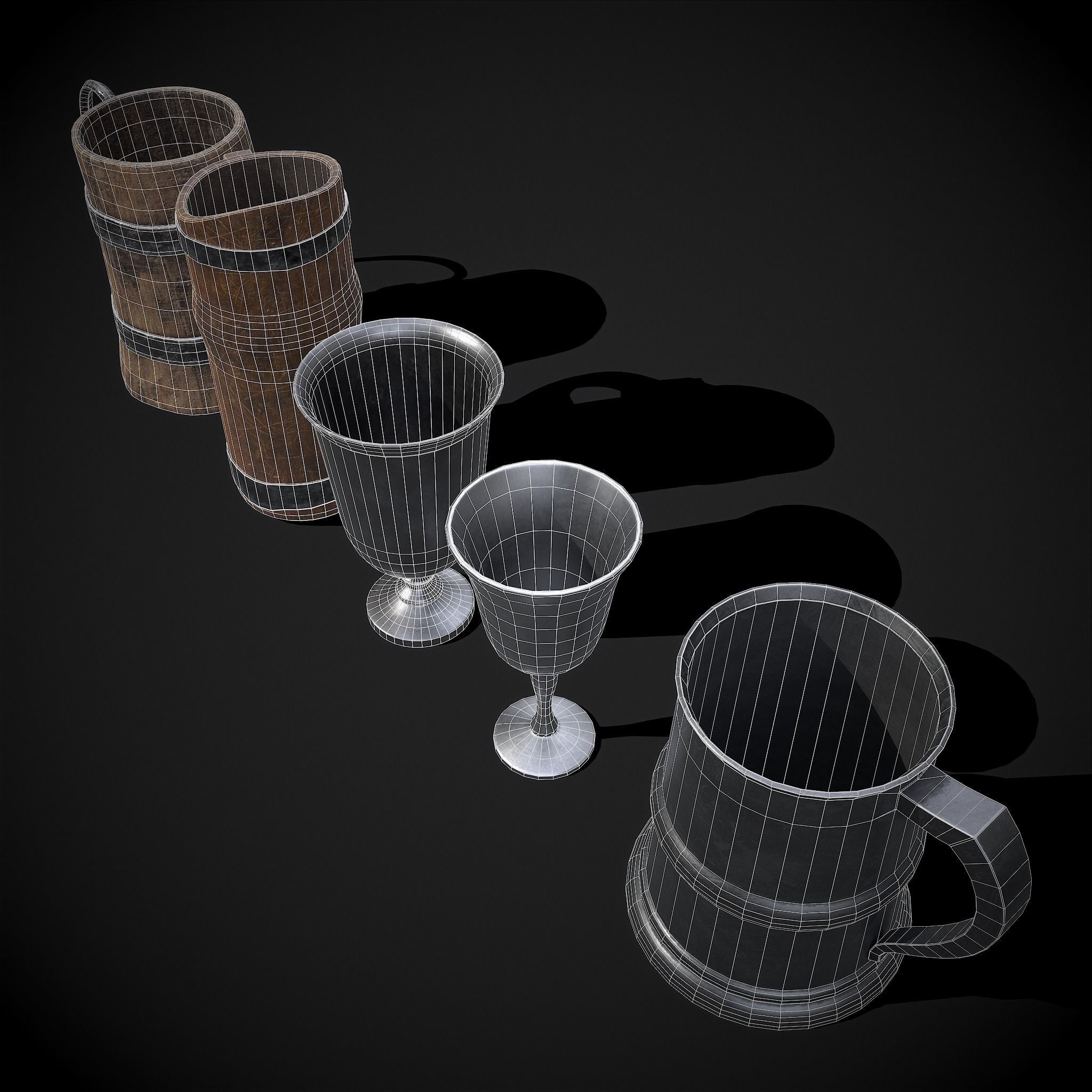 Medieval Cups Five 3D Model Collection | CGTrader