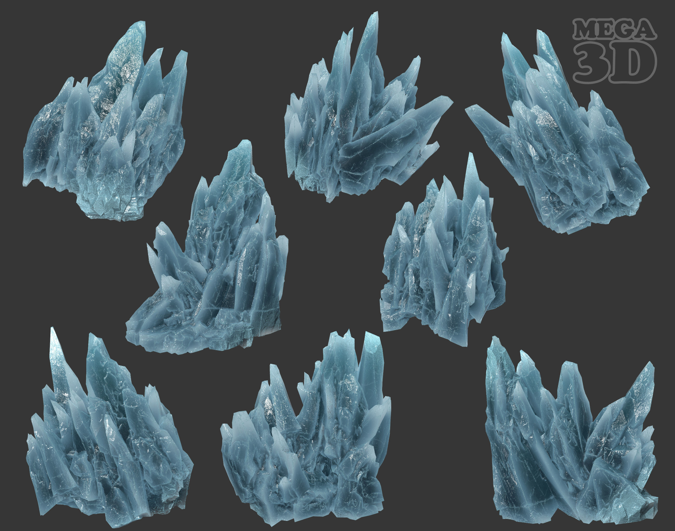 3D model Scifi Spiky Ice 220616 - Ultra HD 16K Textures VR / AR / low ...