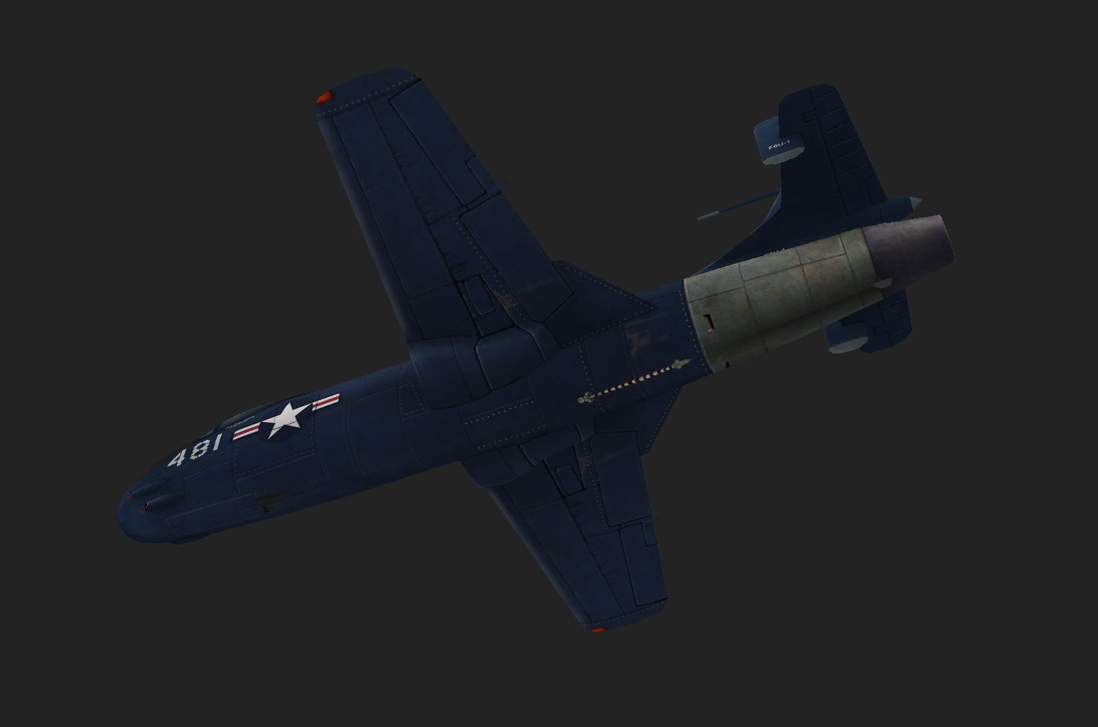 3D model Vought F6U Pirate jet fighter Hand painted game model VR / AR ...