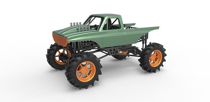 Diecast Mud truck 2 Scale 1 to 25 3D model 3D printable | CGTrader
