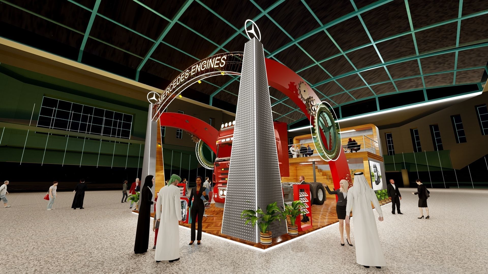 Mercedes Engine Booth special stand Booth 3D model animated | CGTrader