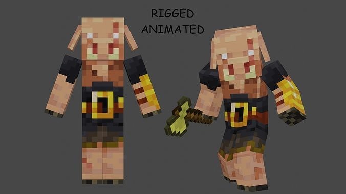 3D model MINECRAFT PIGLIN 3D MODEL RIGGED ANIMATED Low-poly 3D model VR ...