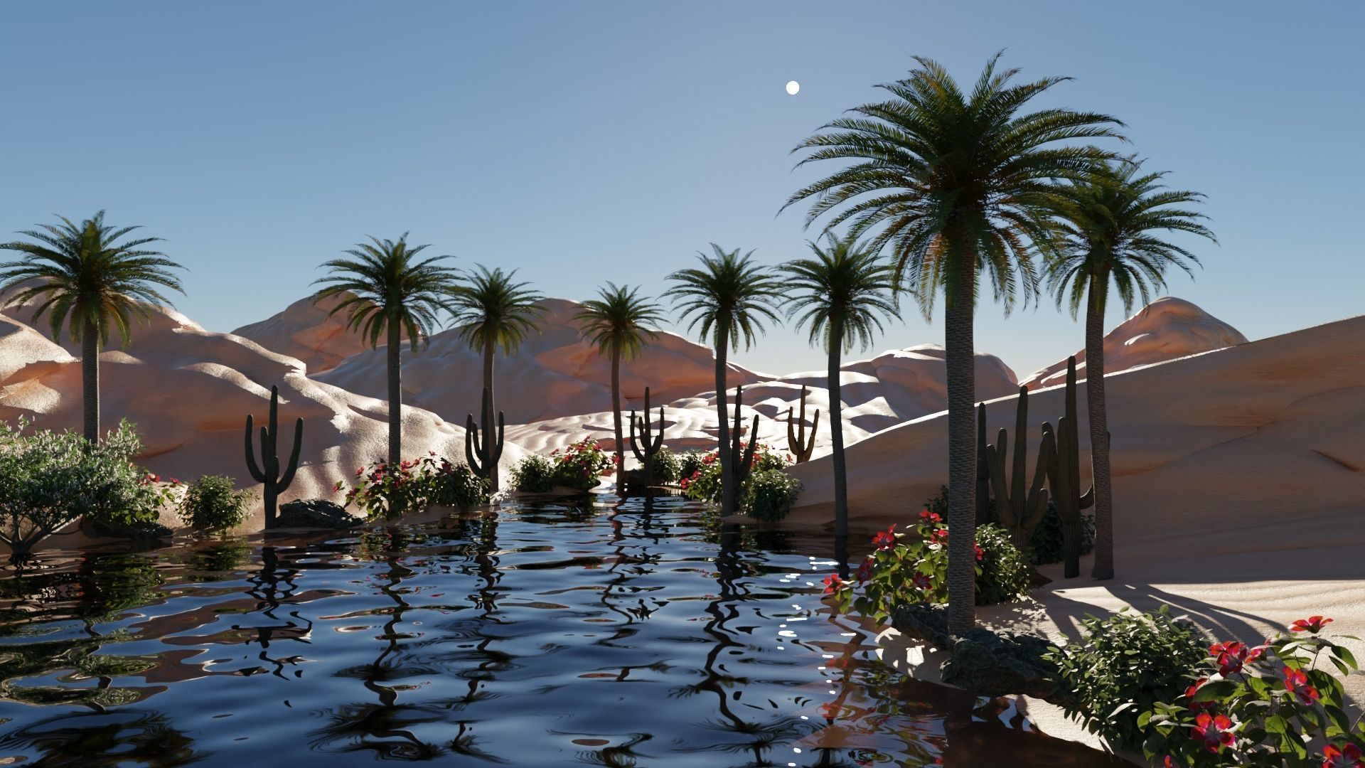 Desert landscape scene made with blender 3D model | CGTrader