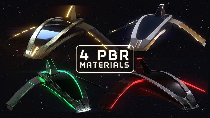 3D model Futuristic spaceship with 4 different materials 4k VR / AR ...