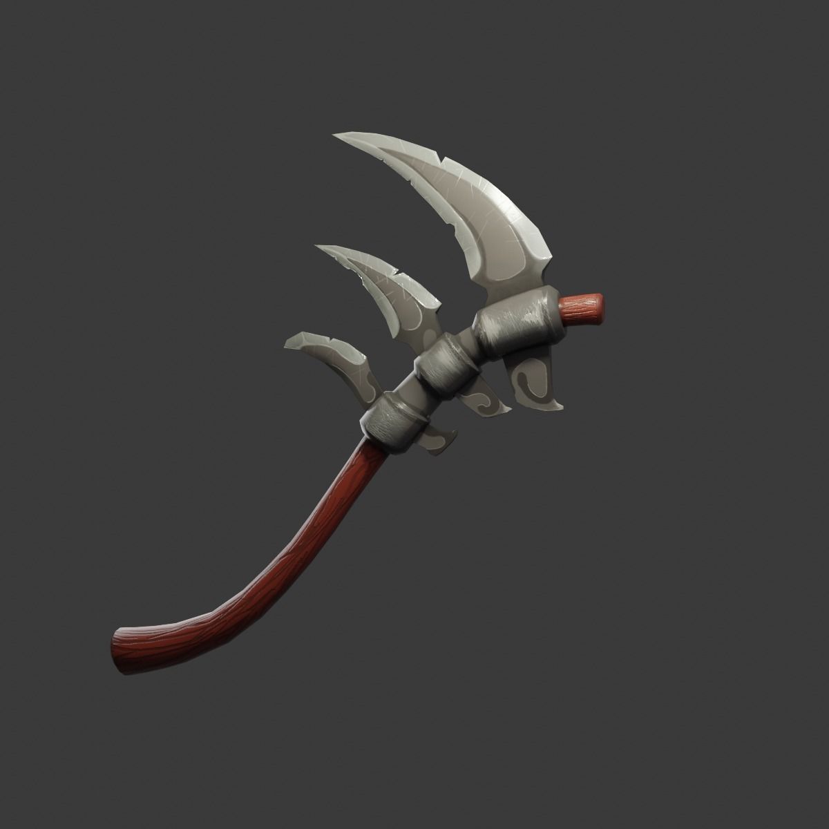 3D model Stylized type triple bladed scythe VR / AR / low-poly | CGTrader