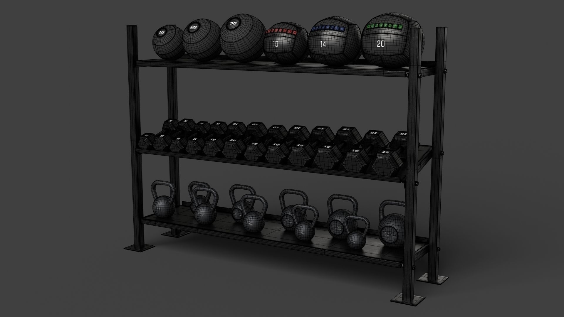 Rack with Sports Equipment 3D model | CGTrader