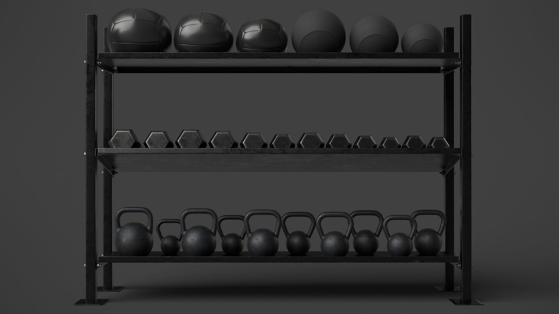 Rack with Sports Equipment 3D model | CGTrader